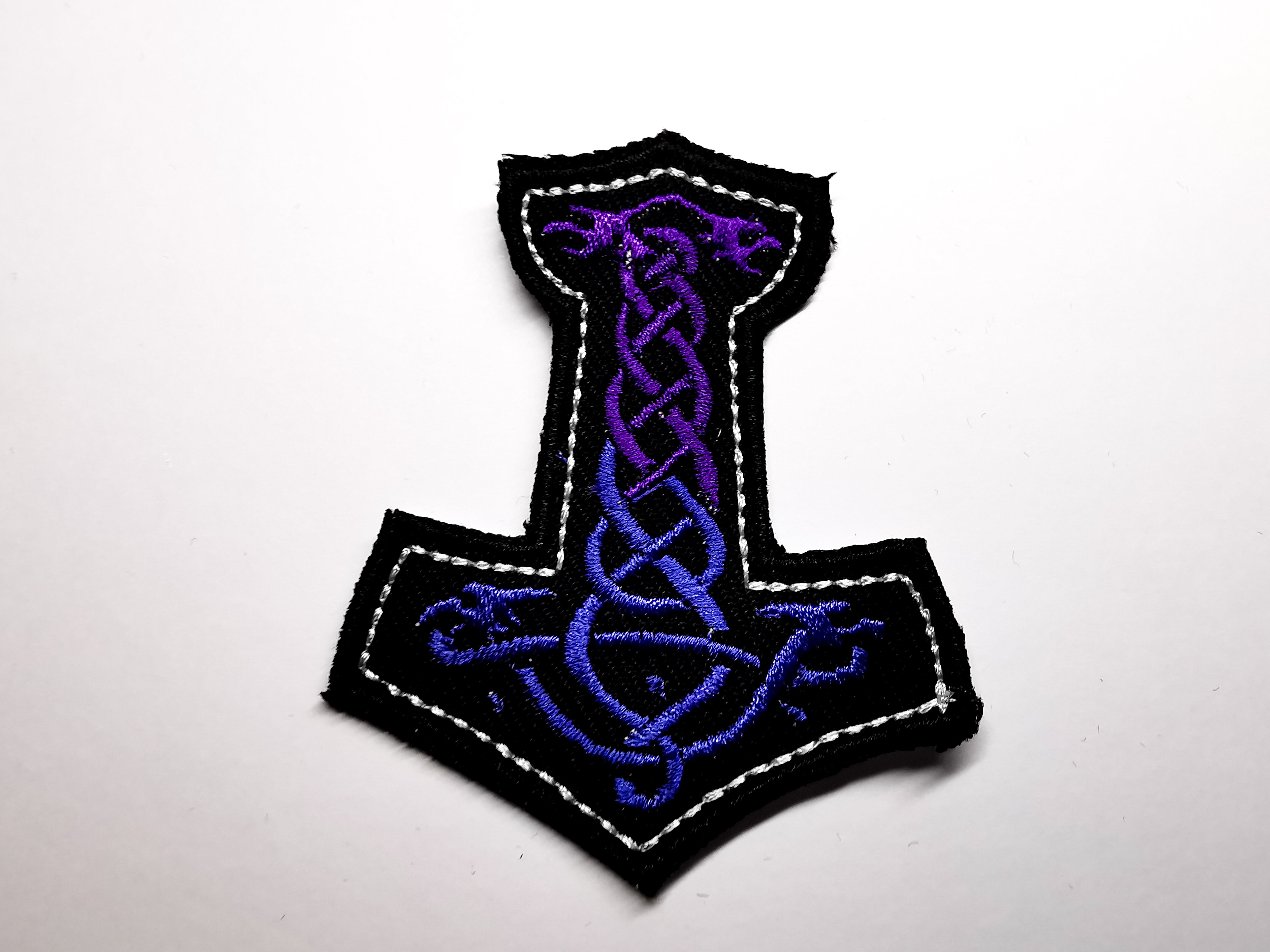 Mjolnir Embroidered Patch Purple Fade – socialrebellionpatches